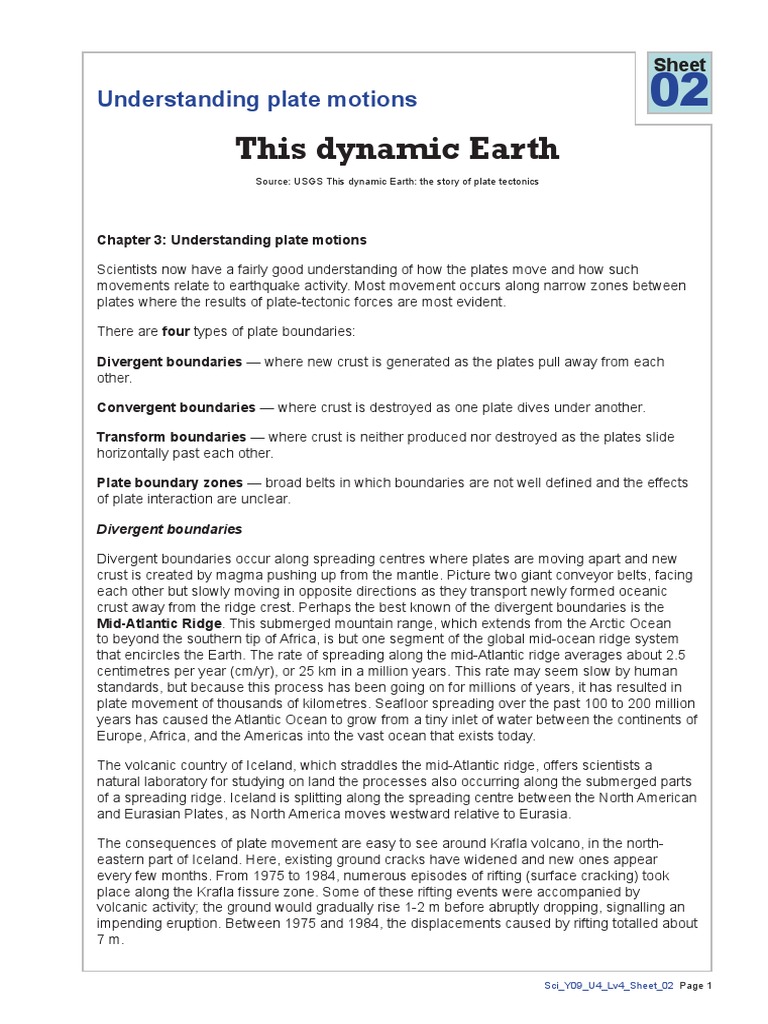 Plate boundaries reading activity | PDF