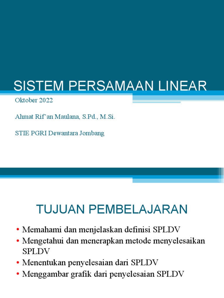 Sistem Persamaan Linear | PDF