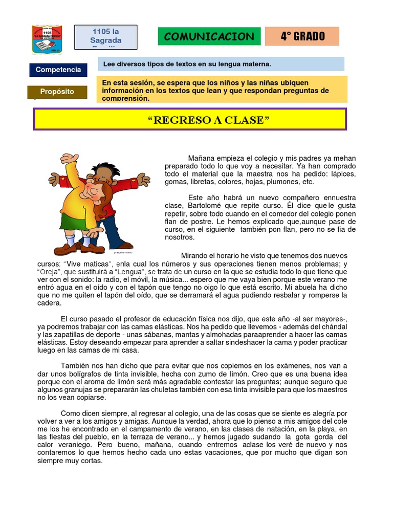Regreso a Clases: Lectura y Comprensión | PDF