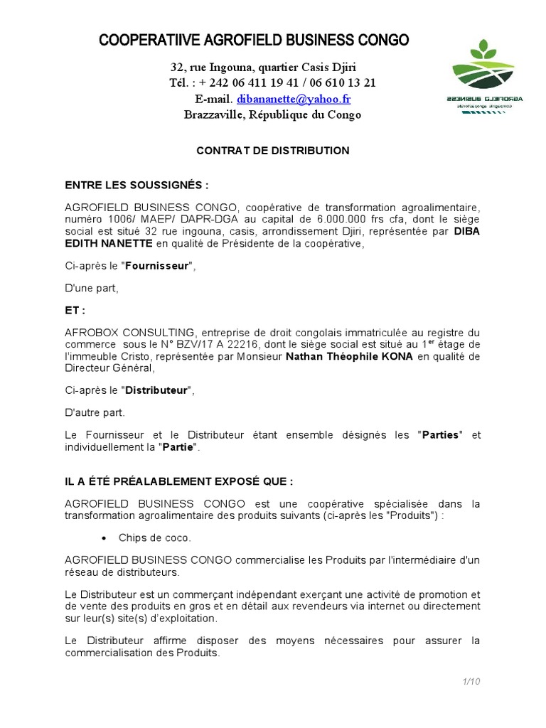 Contrat de Distribution | PDF | Publicité | Facture