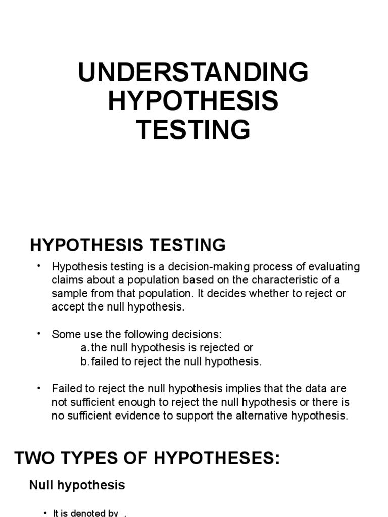 Understanding Hypothesis Testing | PDF | Hypothesis | Statistical ...