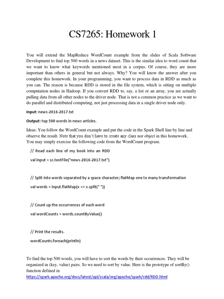 CS7265: Homework 1: Input: News-2016-2017.txt Output: Top 500 Words in News Articles | PDF