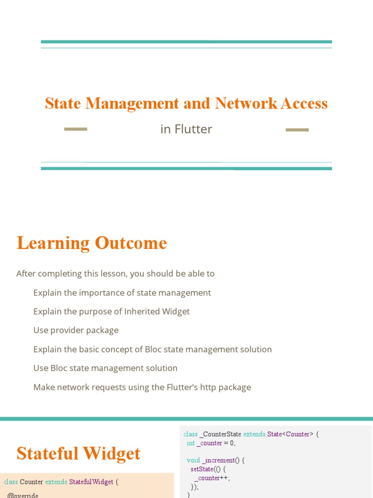 State Managements in Flutter and Making Network Requests | PDF ...