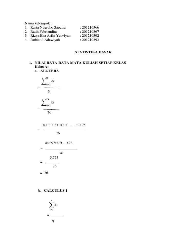 Statistika Dasar Kelompok | PDF