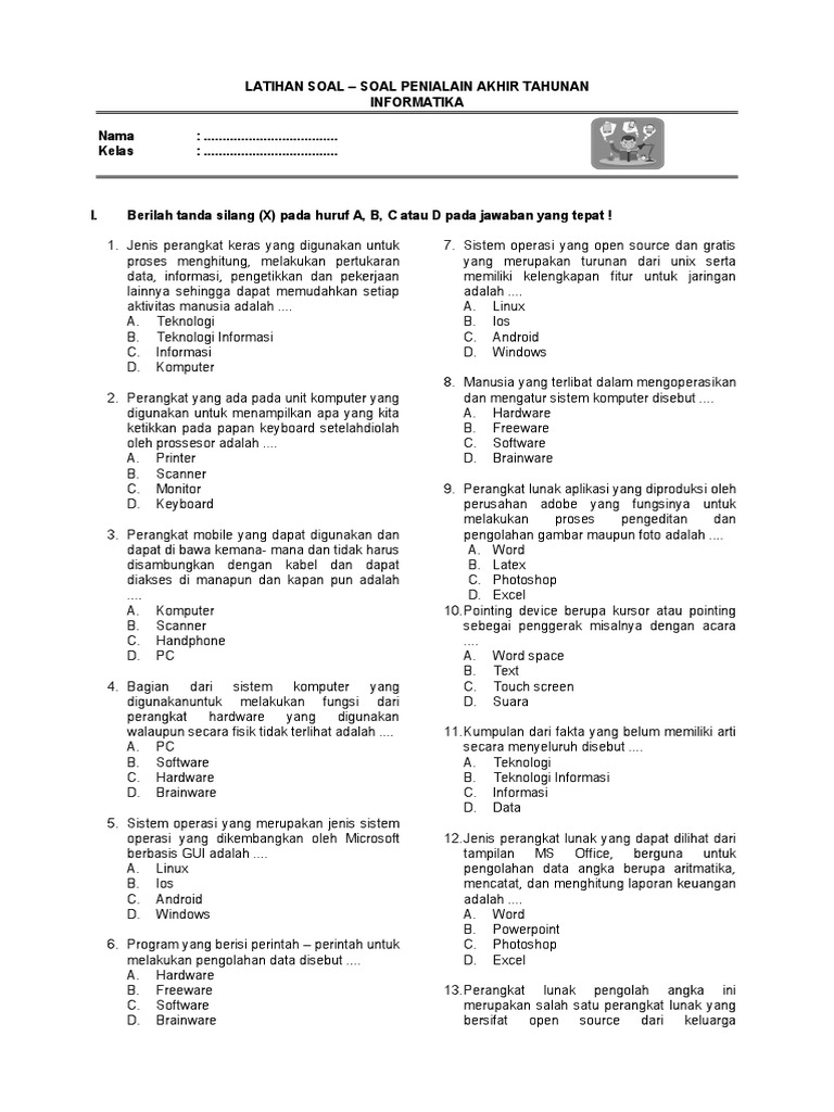 Latihan Soal Pat Informatika | PDF
