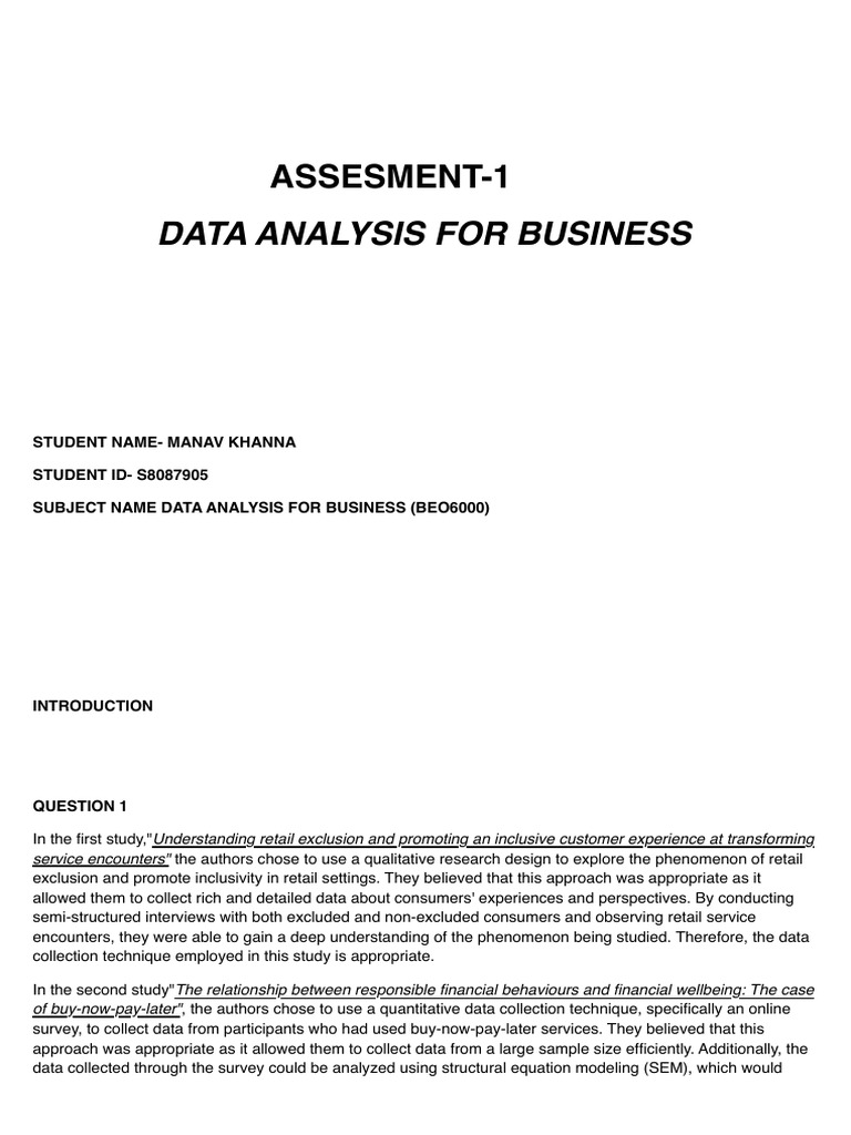 Data Analysis Assignment Pdf Qualitative Research Quantitative 5229