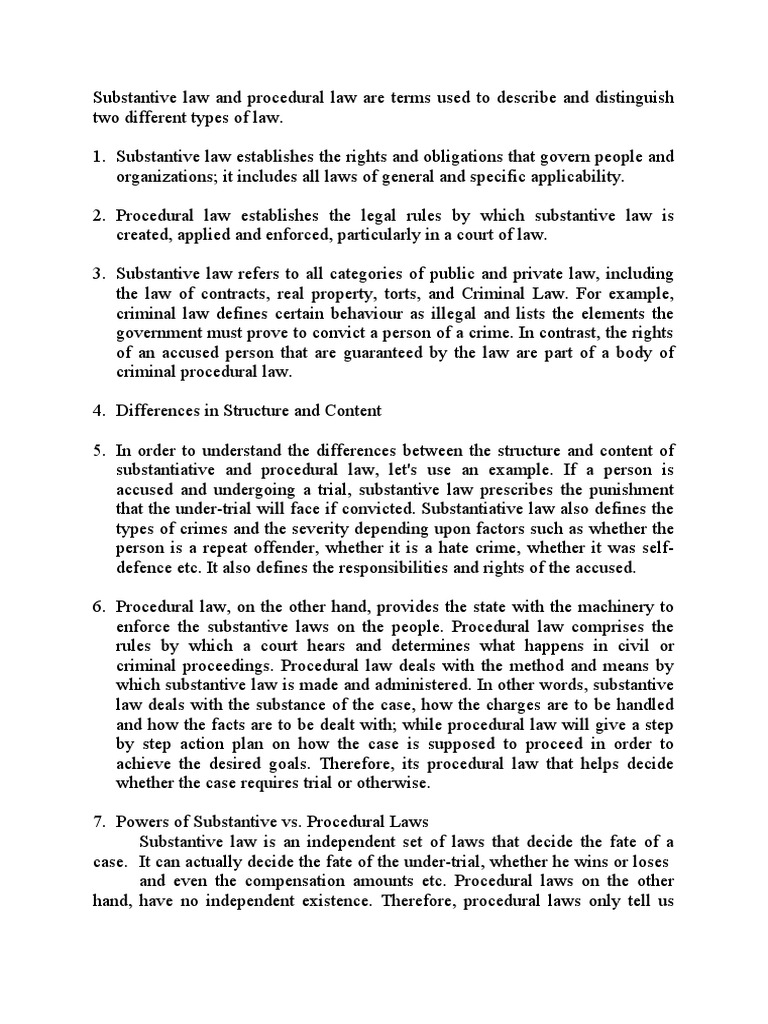 N6 22 Substantive Law Vs Procedural Law | PDF | Crimes | Crime & Violence