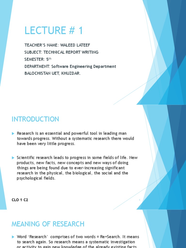 LECTURE CH#1 Technical Report Writing | PDF | Quantitative Research | Experiment