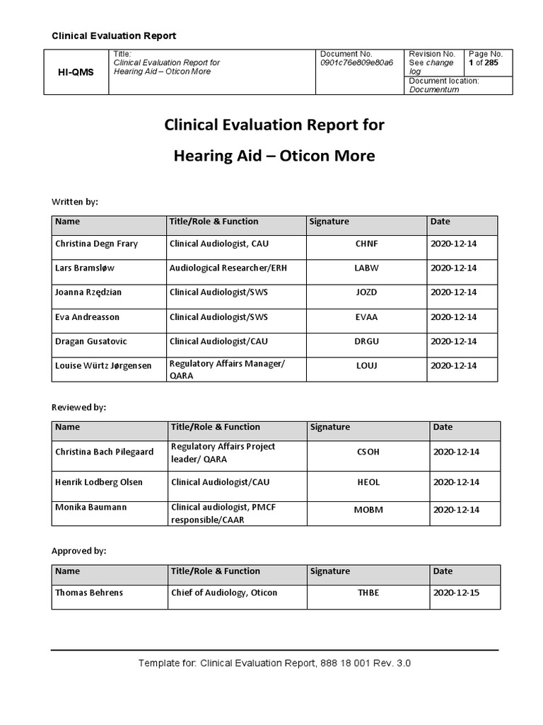 CER For Oticon More | PDF | Medical Device | Tinnitus