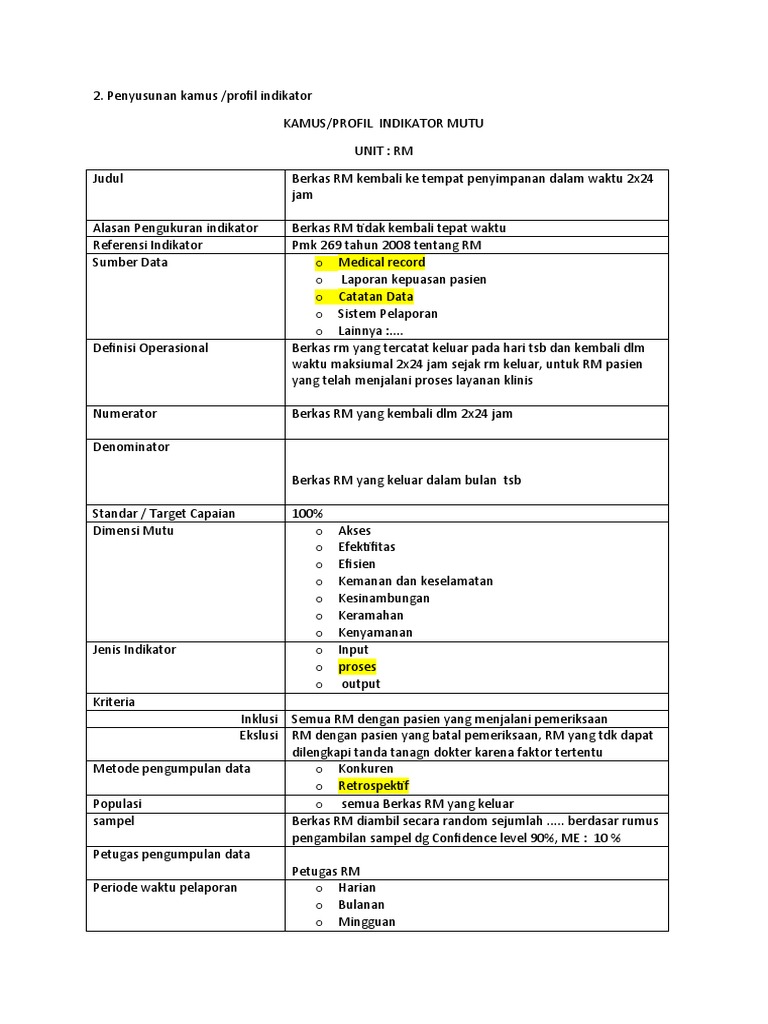 A. Profil Indikator Mutu Unit RM Feb 2019 | PDF