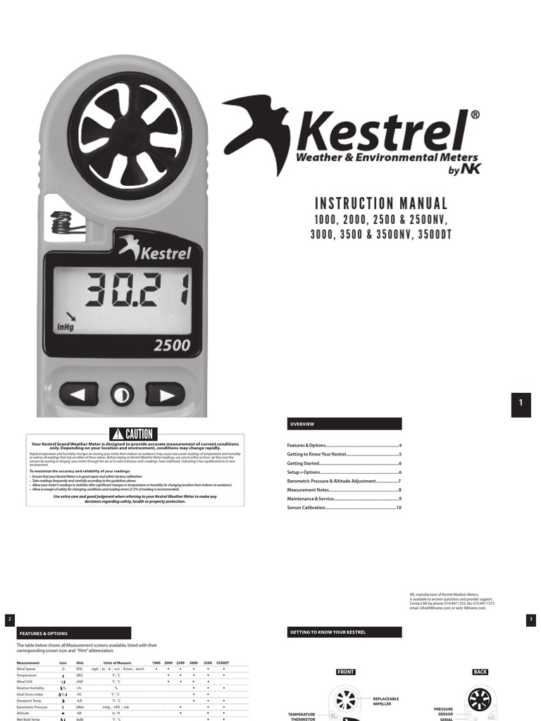 Kestrel 3000 Instruction Manual | PDF | Atmospheric Pressure | Calibration