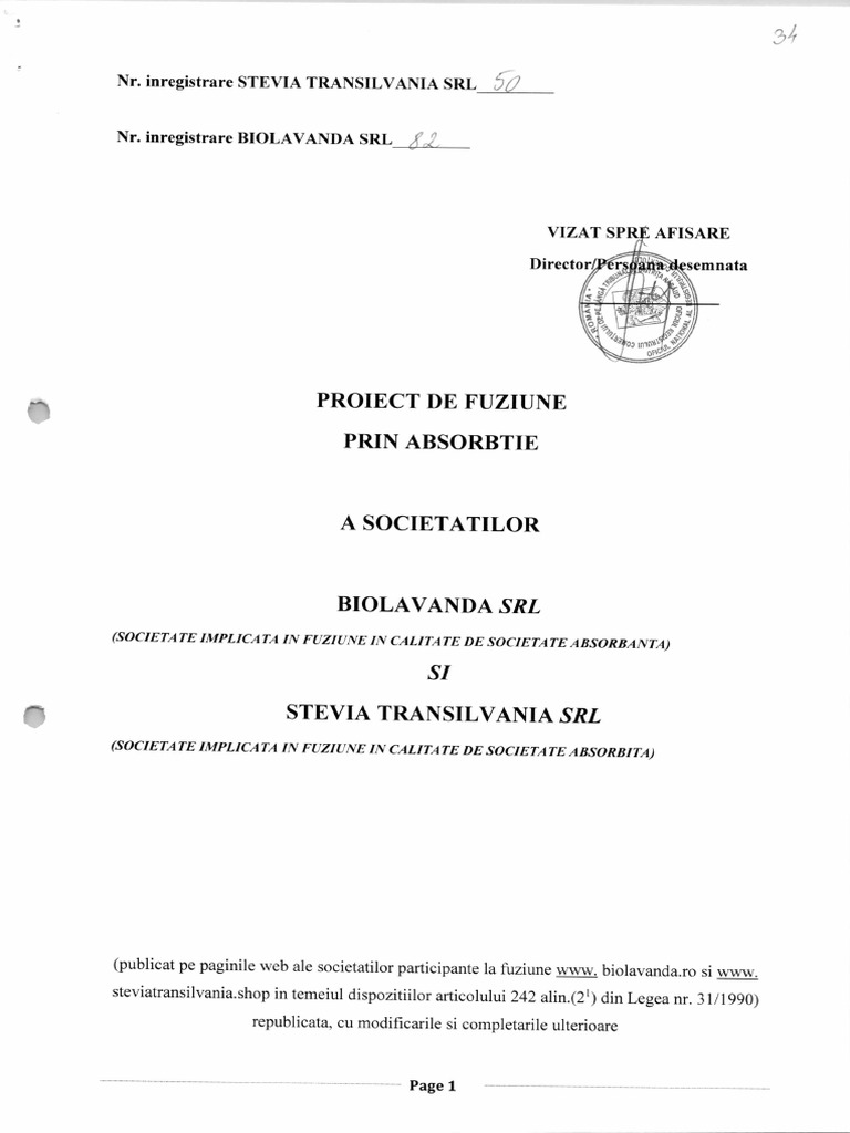 Proiect fuziune BIOLAVANDA | PDF