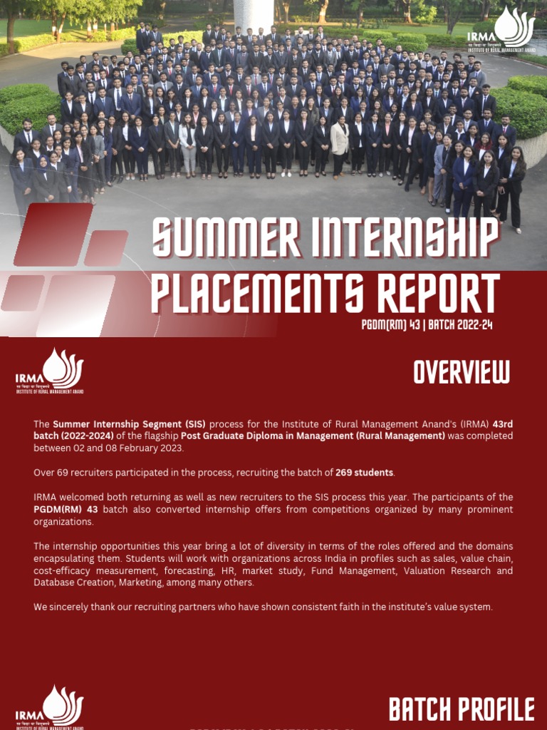 SIS Placements Report - PGDM RM Batch of 2024 20230504141833 | PDF