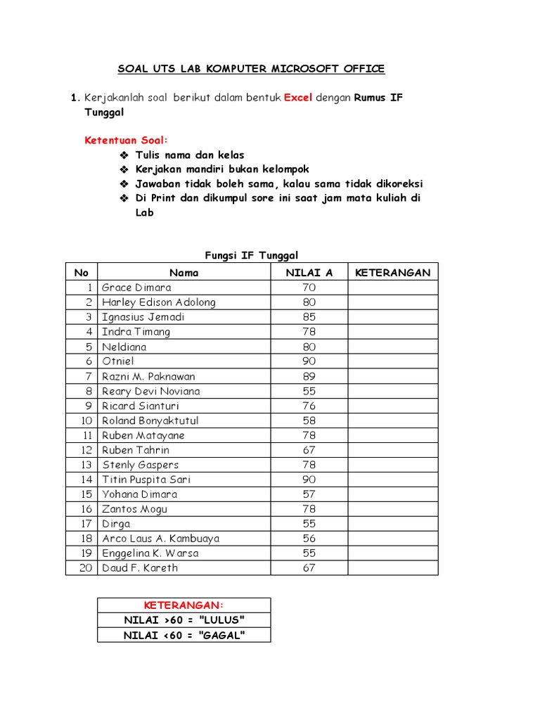 Soal Uts Lab Komputer Microsoft Office | PDF