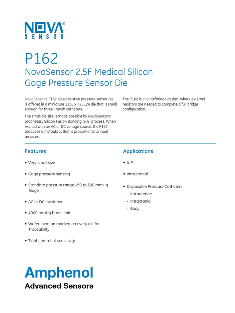 Miniature Gage Pressure Sensor P162 | PDF | Resistor | Electrical ...