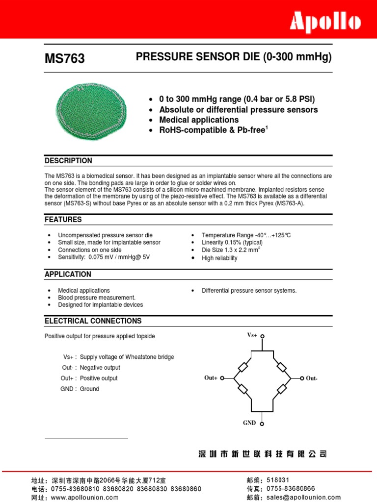 MS763 | PDF | Pressure Measurement | Sensor