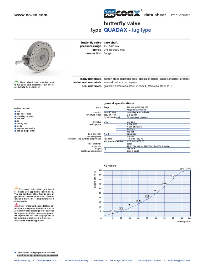 Quadax Butterfly Valve Specifications | PDF | Valve | Plumbing