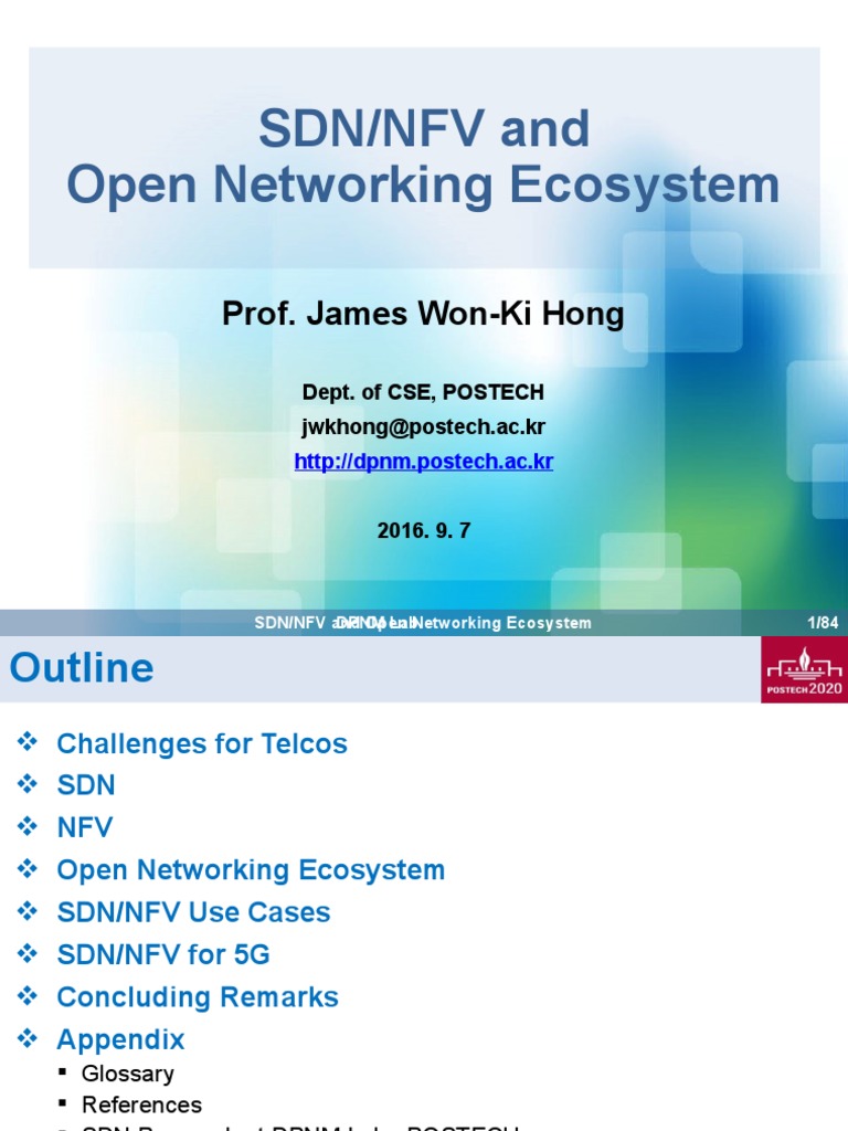 SDN/NFV and Open Networking Ecosystem: Prof. James Won-Ki Hong | PDF ...