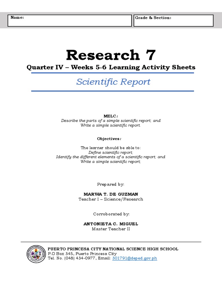 WEEK 5 8 Writing Scientific Report | PDF