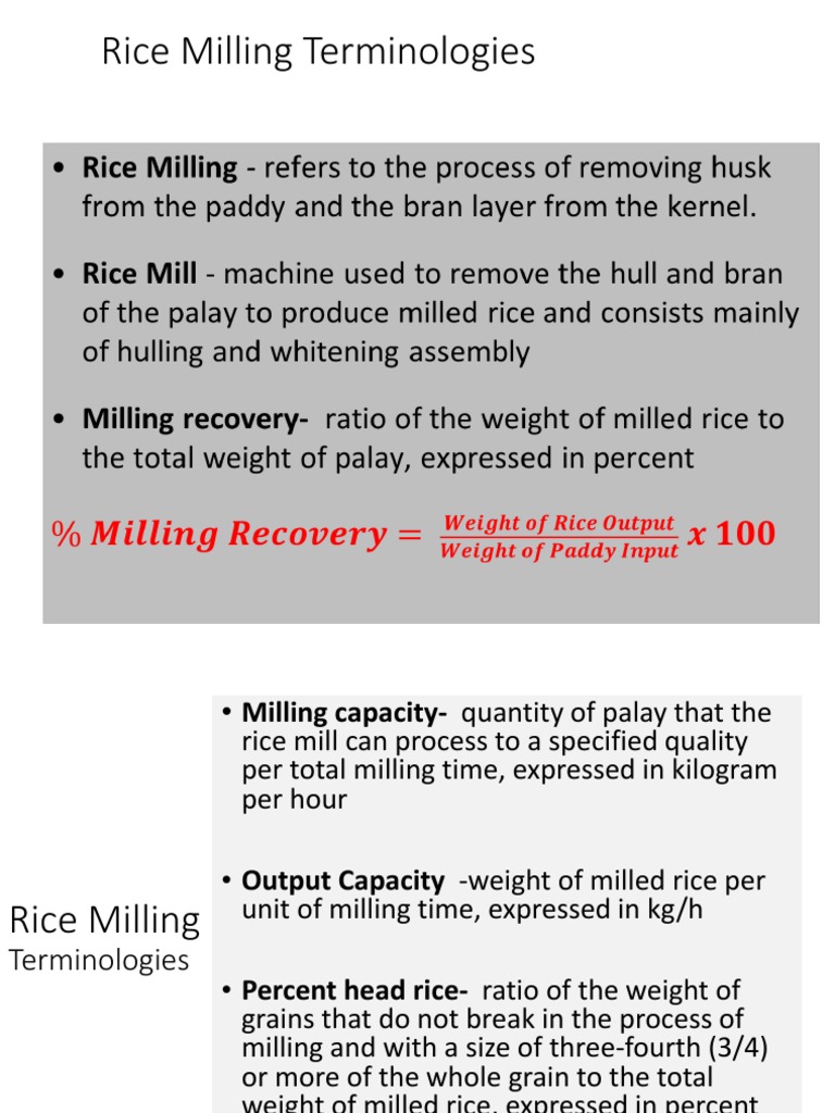 Sample Computation - Rice Milling | PDF | Mill (Grinding) | Rice