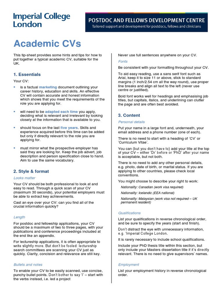 Academic CVs v2019 | PDF | Thesis