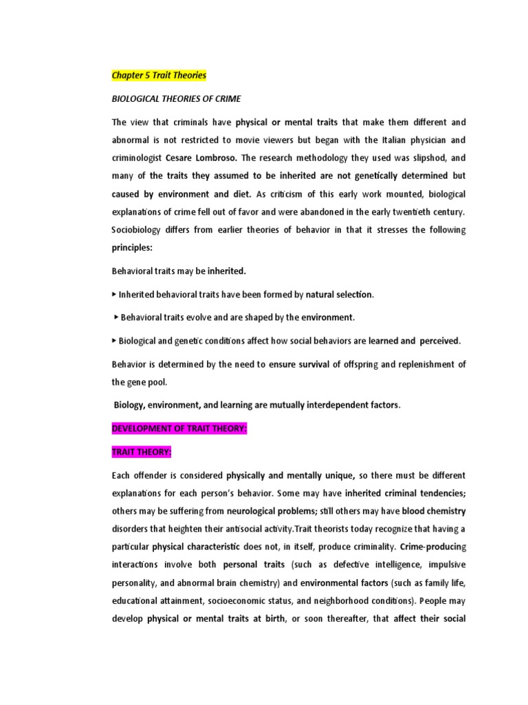 Chapter 5 Trait Theories | PDF