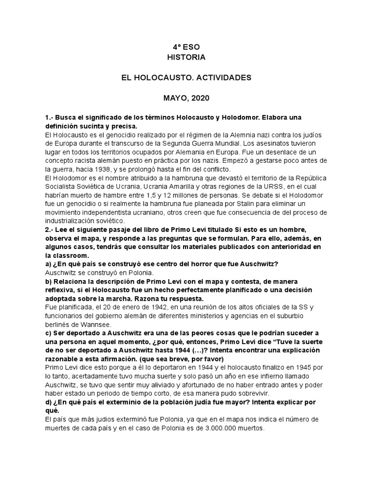 El Holocausto: Genocidio y Resistencia | PDF | El Holocausto | Alemania ...