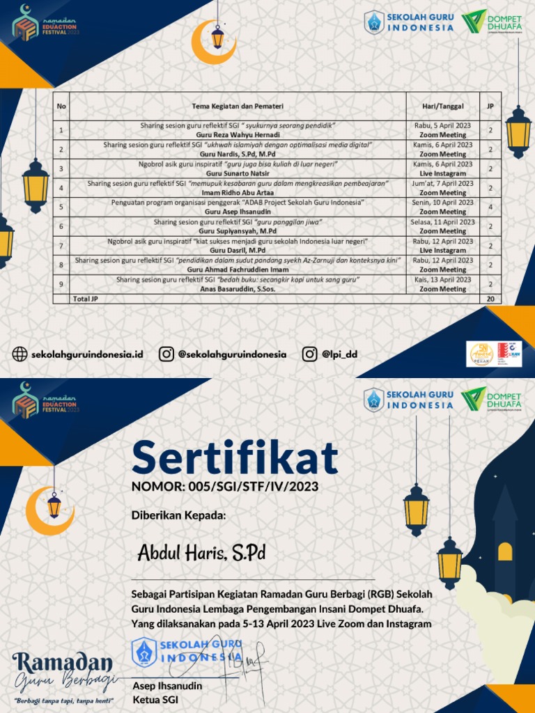 Sertifikat Peserta RGB 2023 | PDF