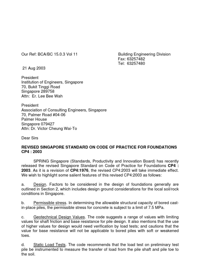 Circular On Revised Ss Cp4 2003 | Download Free PDF | Deep Foundation ...