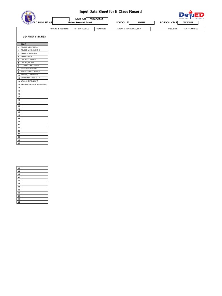 GRADE 10 - OPHIUCHUS (S.Y. 2022-2023) | PDF