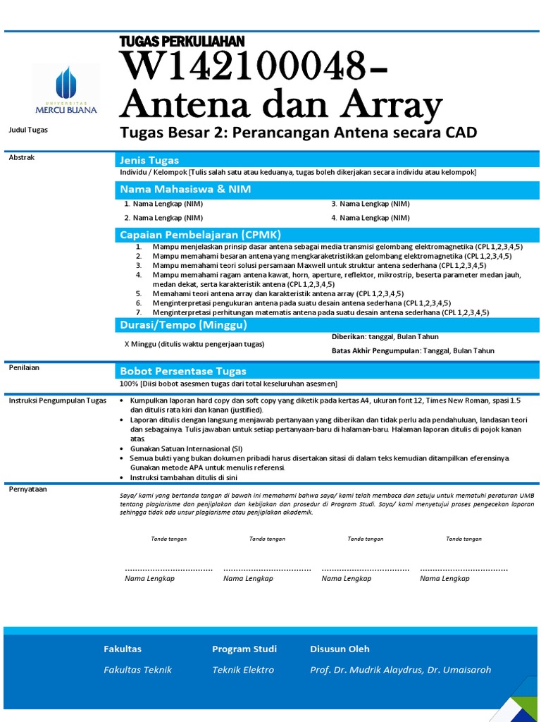 Template RTM Sarjana S1 (OBE) - Antena Dan Array TB 2-12 | PDF