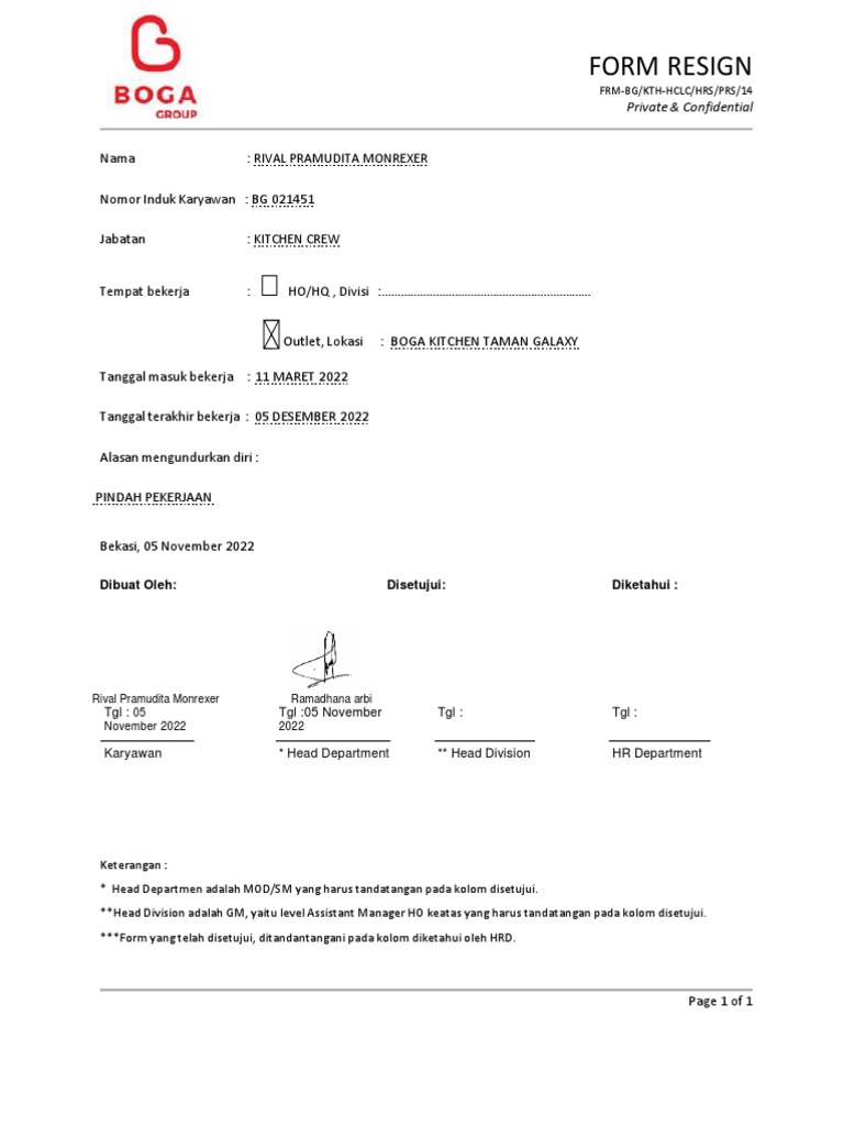 Form Resign Rival | PDF