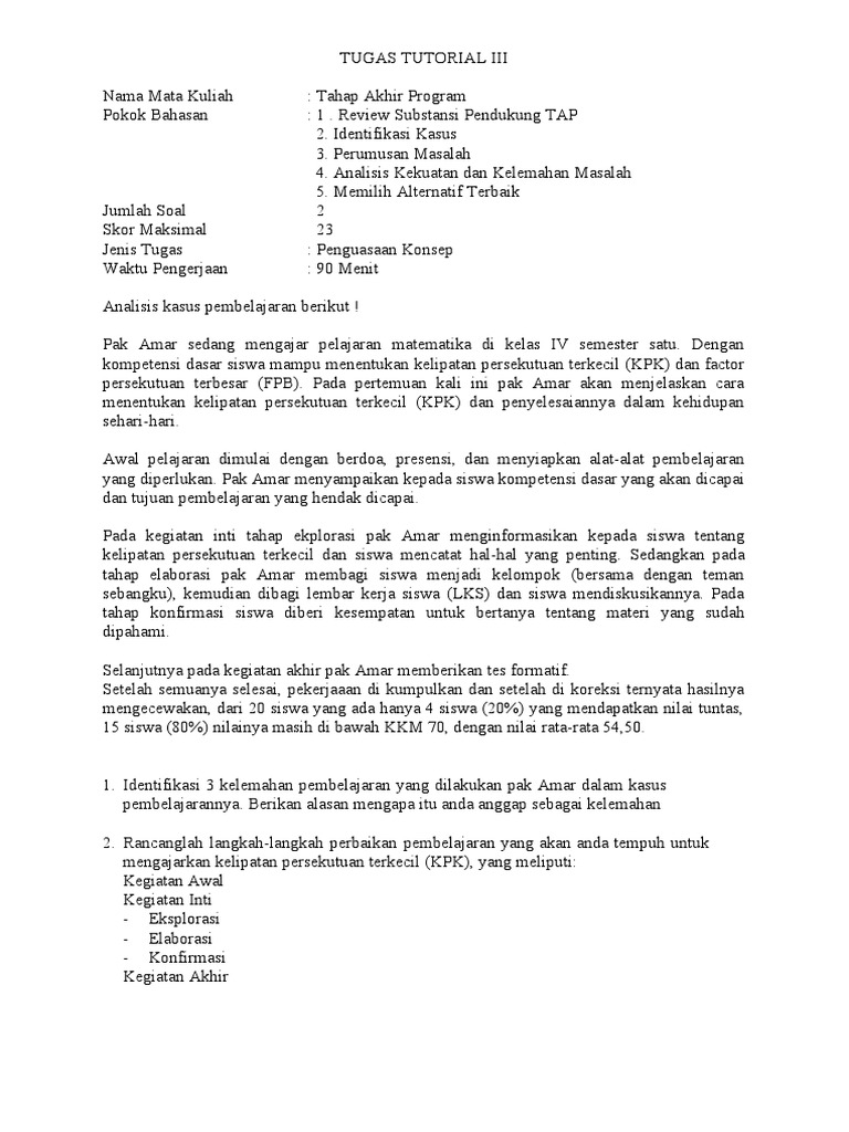 Tugas Tutorial III | PDF | Karier & Perkembangan