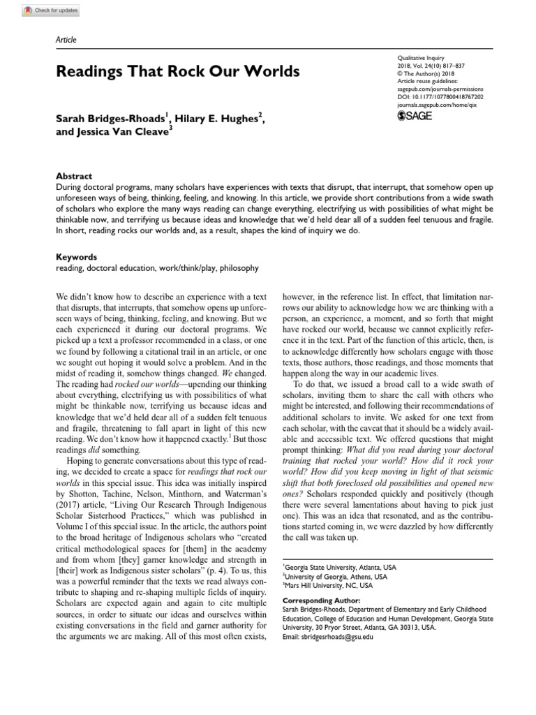 2018 Readings That Rock Our Worlds | PDF | Ethnography | Deconstruction