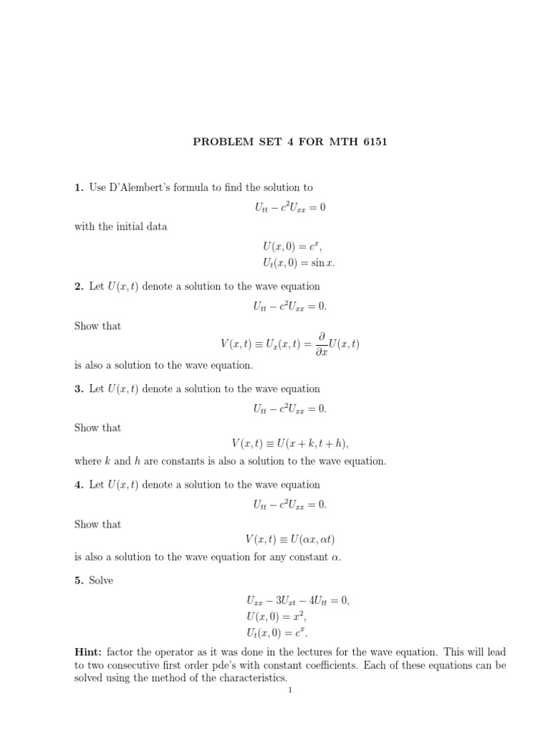 Problem Set 4 | Download Free PDF | Equations | Partial Differential Equation
