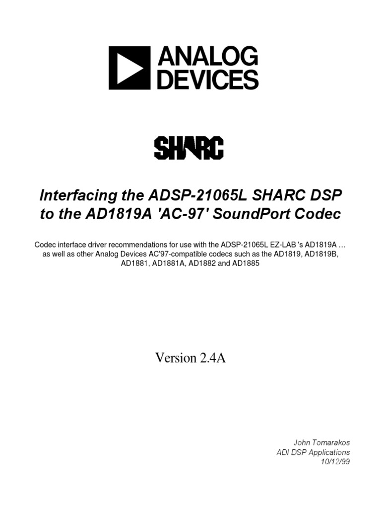 ADSP - Interfacing DSP To AD1819 | PDF | Digital Signal Processor | Sampling (Signal Processing)