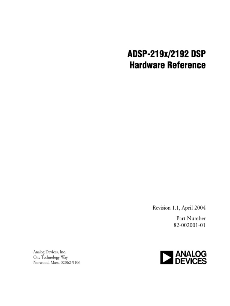 ADSP-219x-2192 DSP Hardware Reference (Rev 1.1, April 2004 | PDF ...