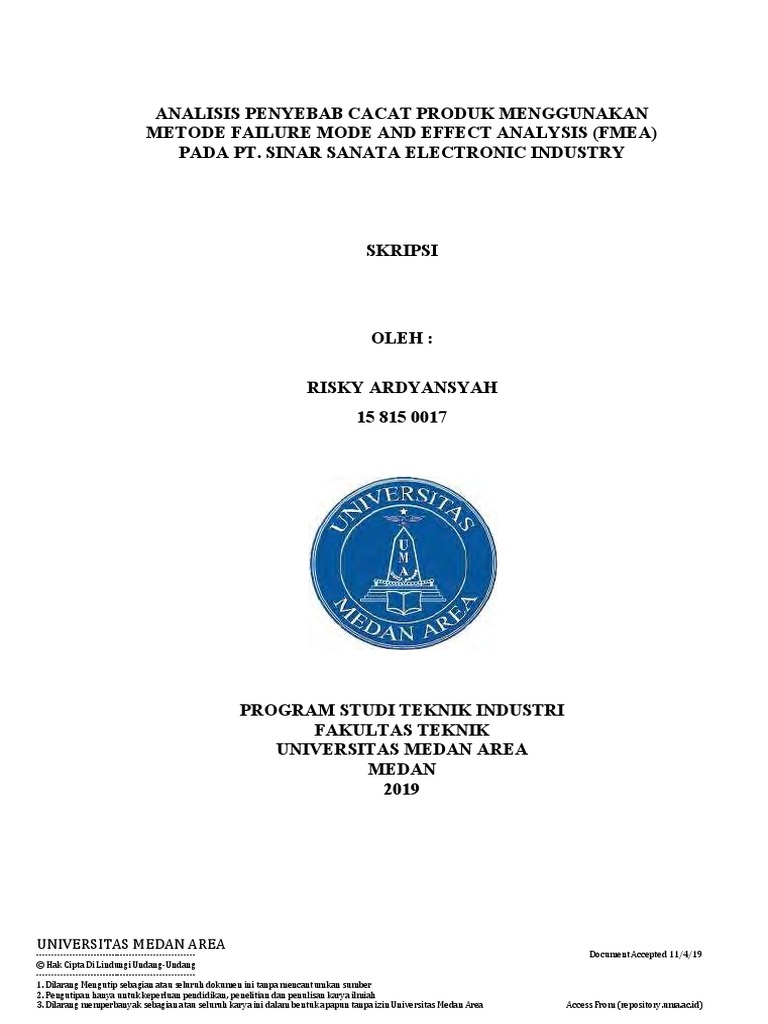 Analisis Cacat Produk FMEA di PT Sinar | PDF | Teknologi & Rekayasa