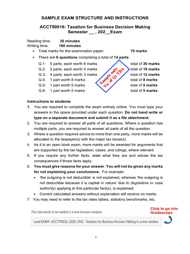 ACCT90016 Exam Structure Guide - Sample For Week 12 Seminar | PDF ...
