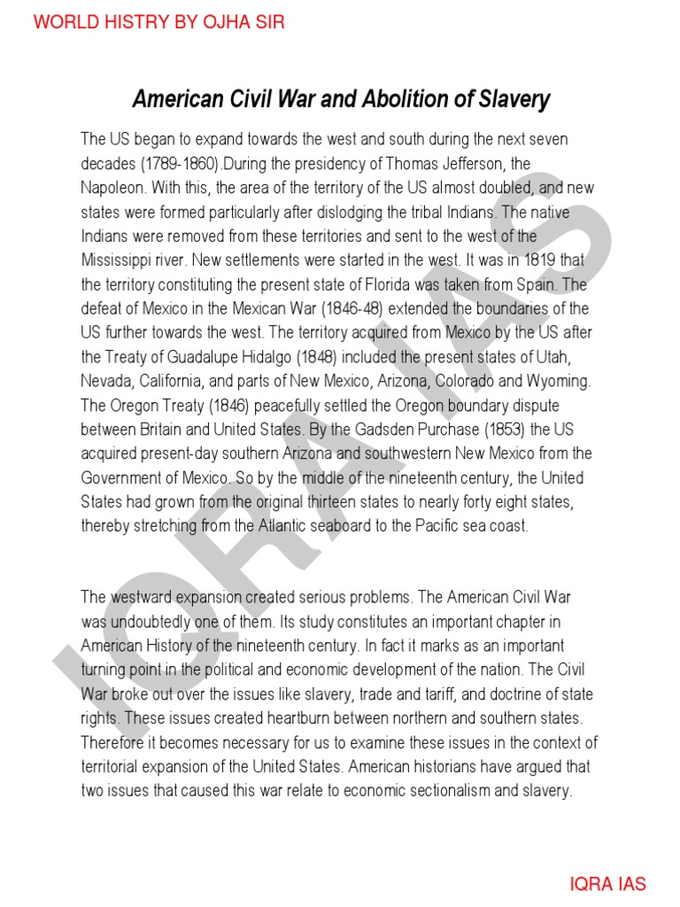 American Civil War and Abolition of SlaveryBY OJHA SIR | Download Free ...