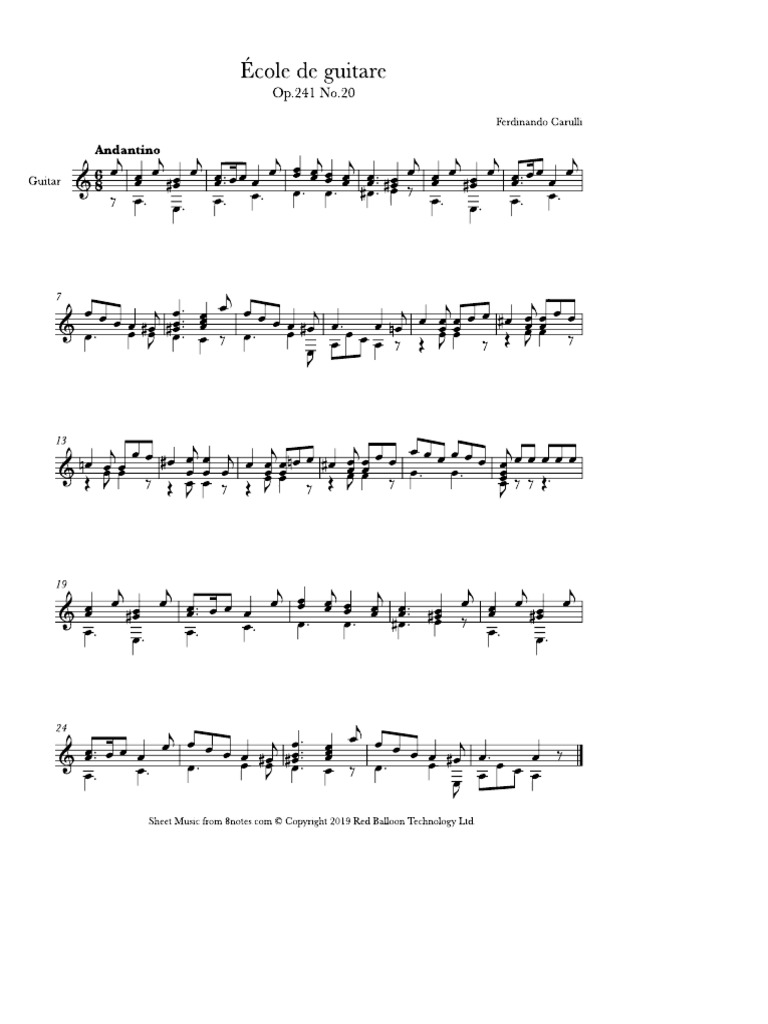 Andantino Op.241 No.20 by Carulli | PDF