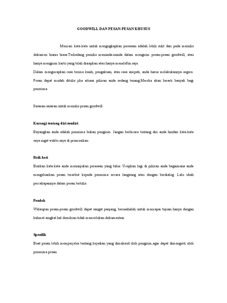 Goodwill Dan Pesan | PDF