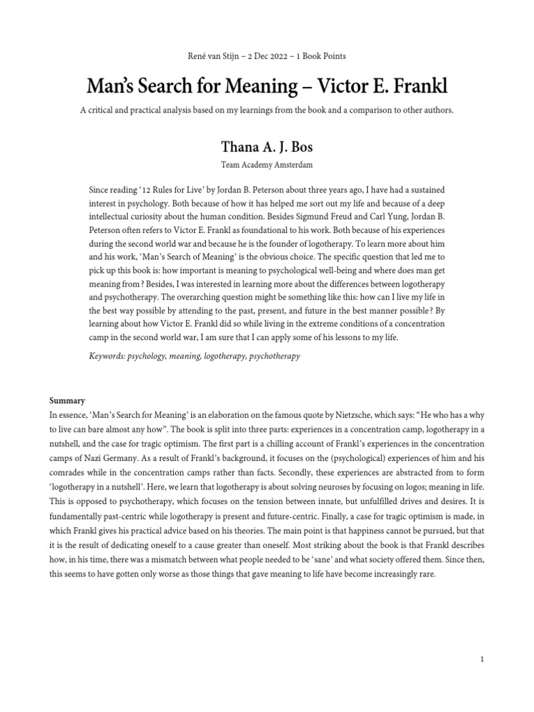 Man's Search For Meaning - Victor E. Frankl | PDF