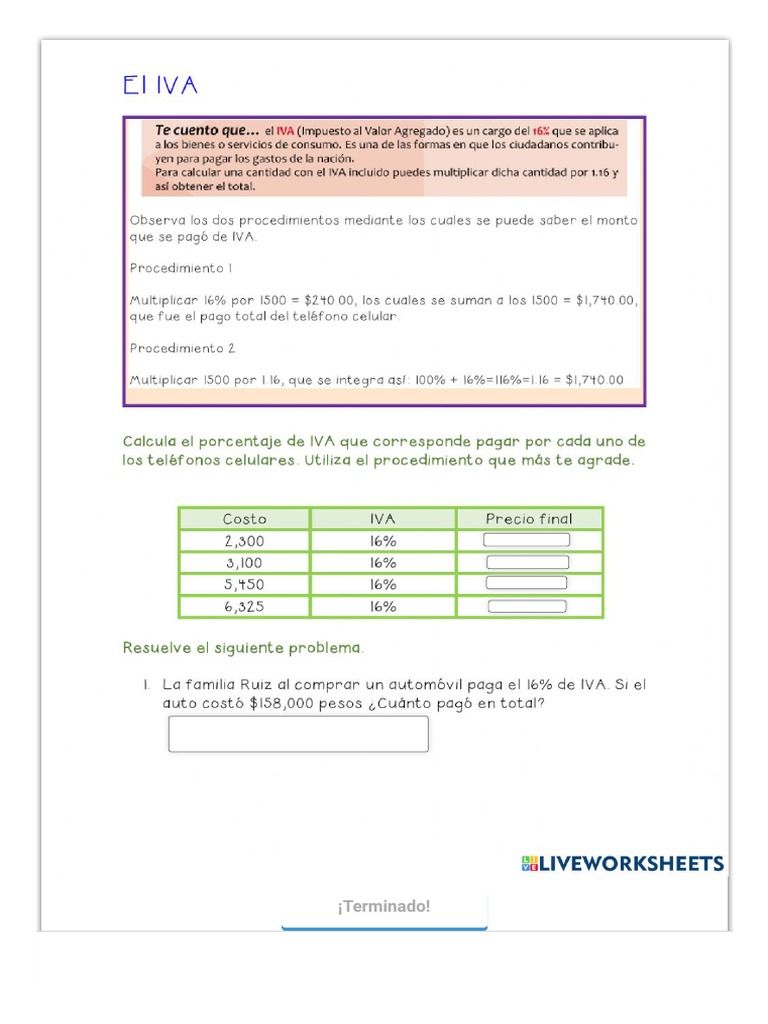 Ejercicio de Calcula El IVA | PDF