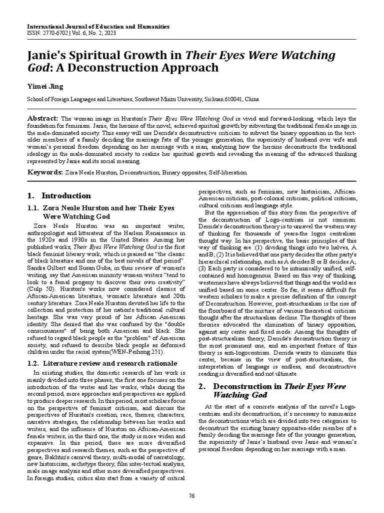 Deconstructiion Approach - Their Eyes Were Watching God | PDF