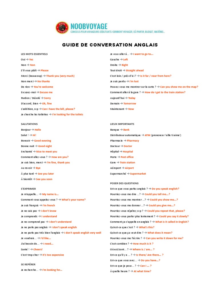 Guide de Conversation en Anglais PDF | PDF