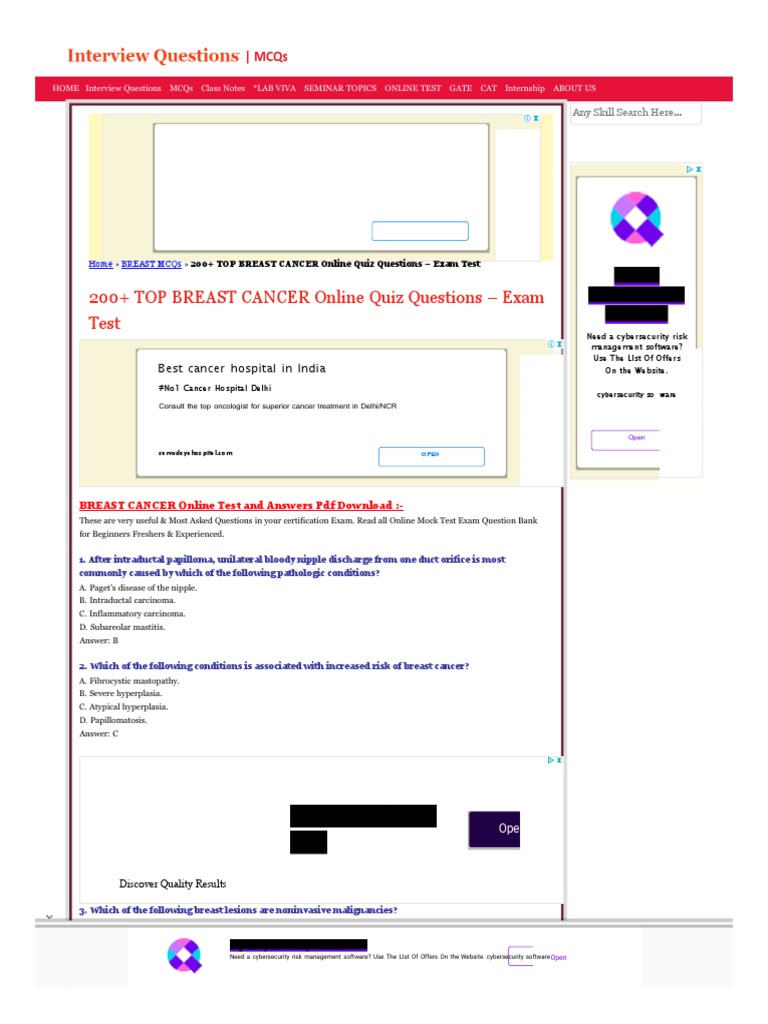 Engineeringinterviewquestions Com Breast Cancer Online Quiz Questions ...