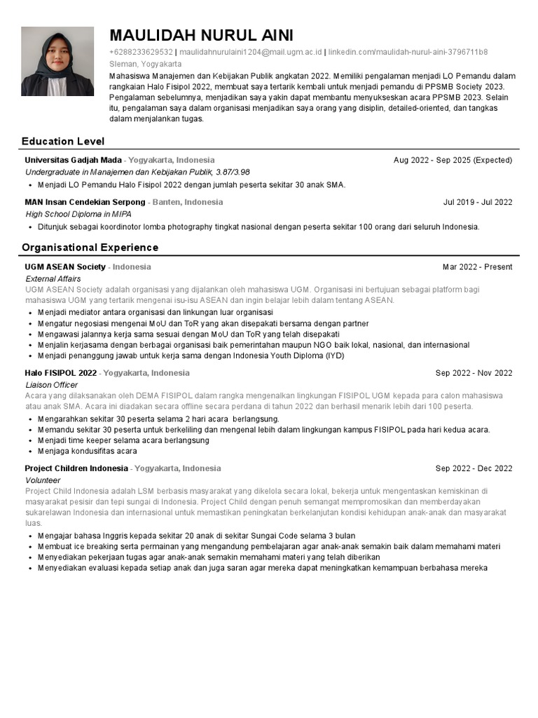 Maulidah Nurul Aini-Resume | PDF