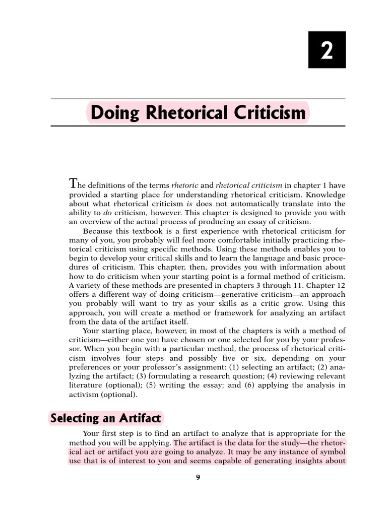 Doing Rhetorical Criticism (Foss 2018) | PDF