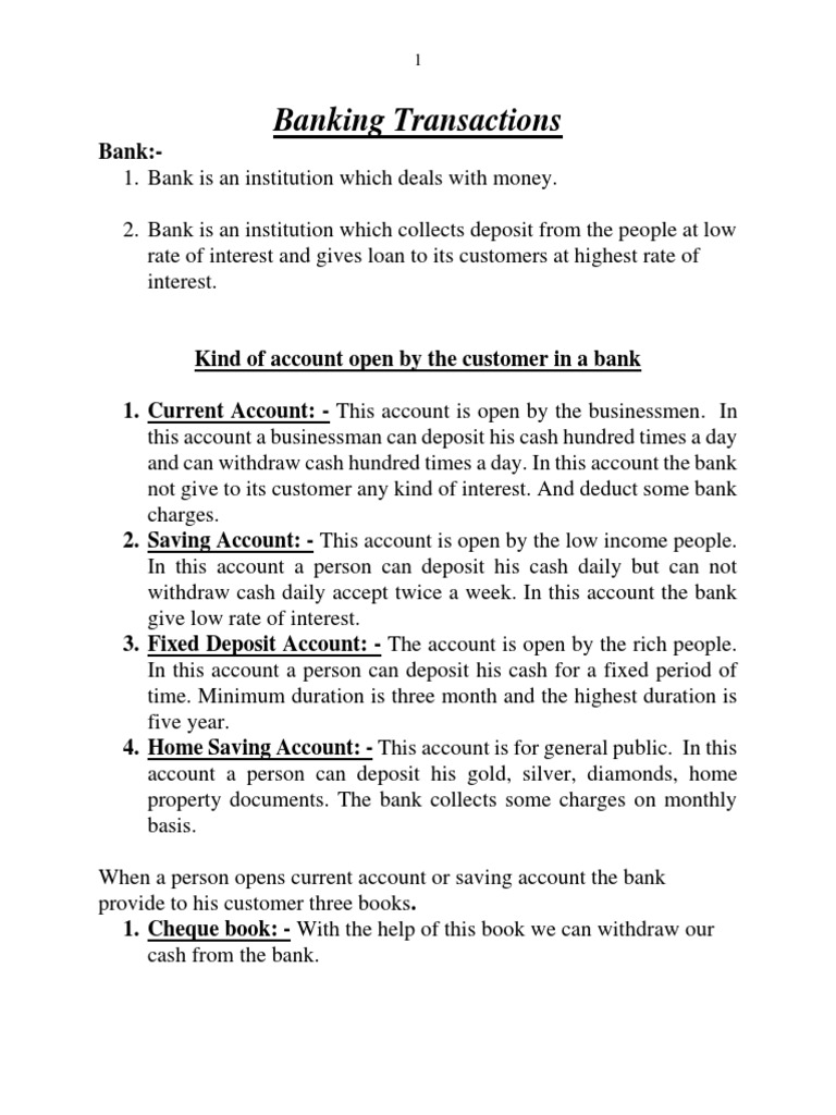 Banking Transactions | PDF | Cheque | Banks